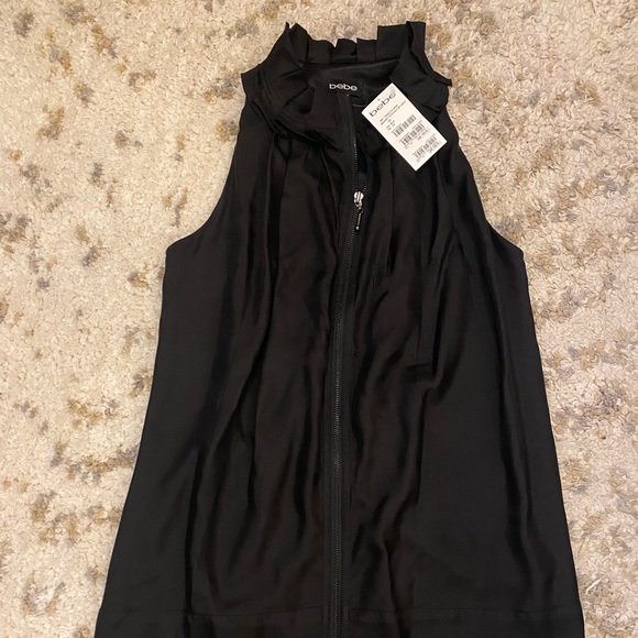bebe | Dresses | Bebe Black Zip Mini Dress Pleated Back Nwt | Poshmark